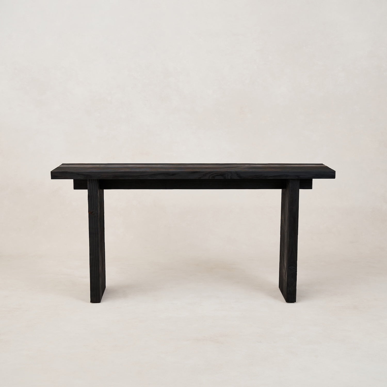 Sculptural Shou Sugi Ban Table: Rich Wood Grain, Black Finish