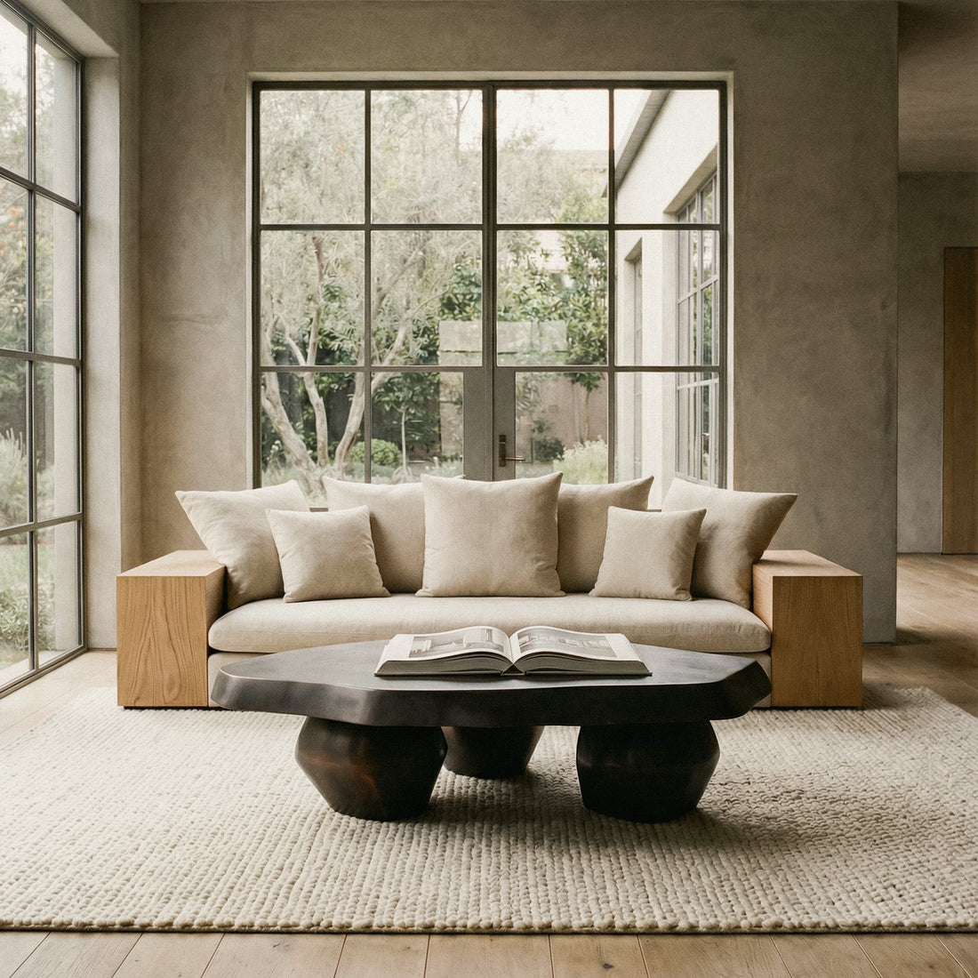 Topa Topa Wood Sofa | Hand-Crafted Brazilian Style | Soft Belgian Linen