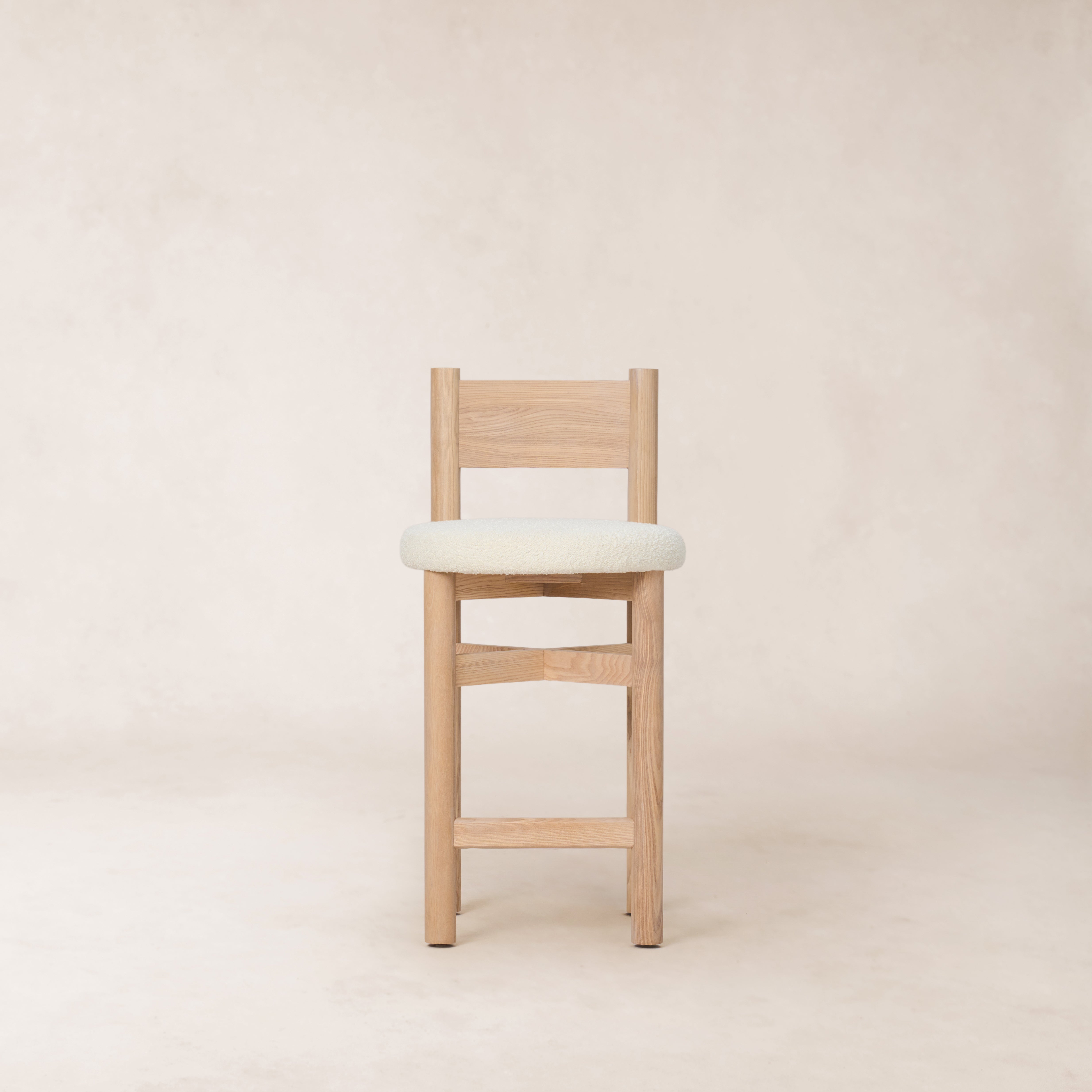 Oak + Ivory Boucle Counter Stool | Teddy Counter Stool in Natural