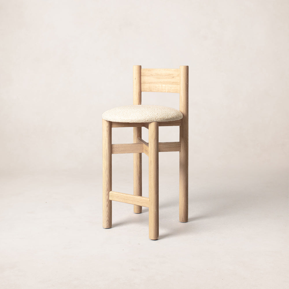 Oak + Ivory Boucle Counter Stool | Teddy Counter Stool in Natural