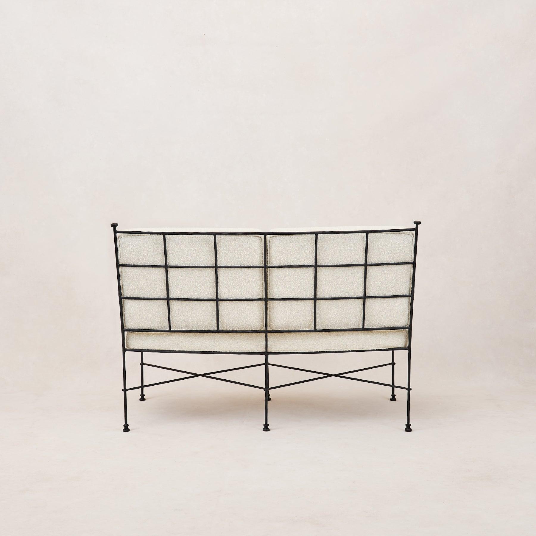 Provence Loveseat Outdoor Sofa | Ivory Boucle & Iron Frame